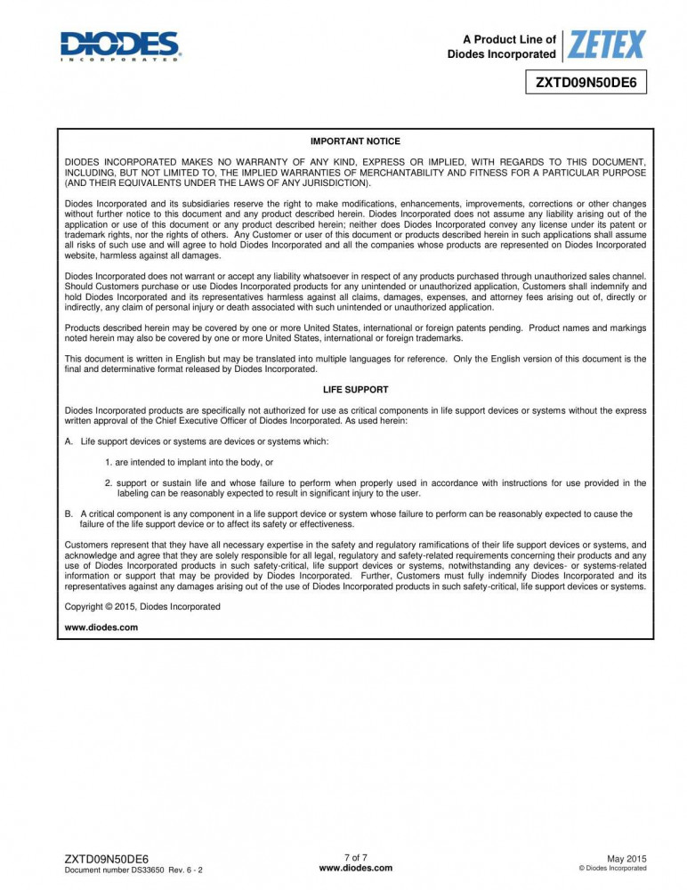 ZXTD09N50DE6TA datasheet page 7