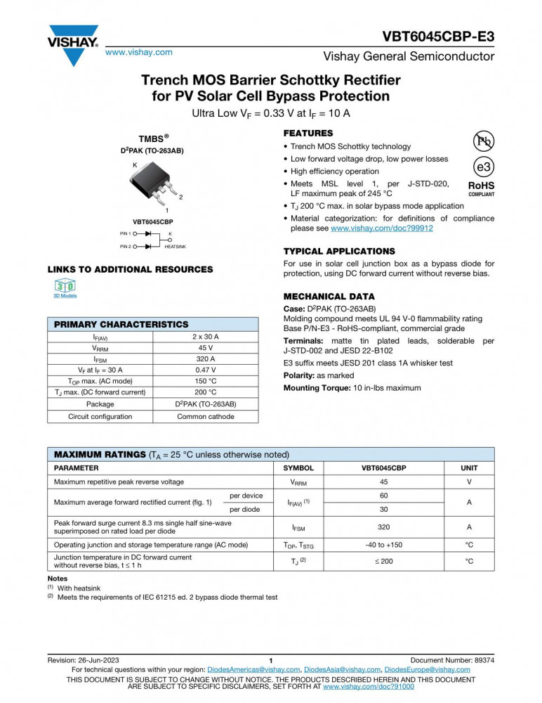 VBT6045CBP datasheet page 1