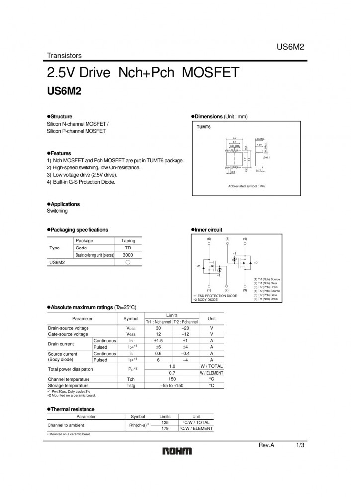 US6M2TR datasheet page 1