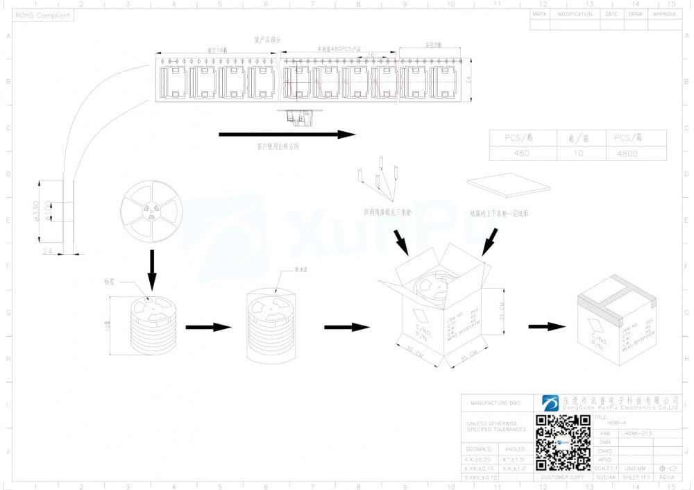 XUNPU HDMI-213 technical drawing page 2