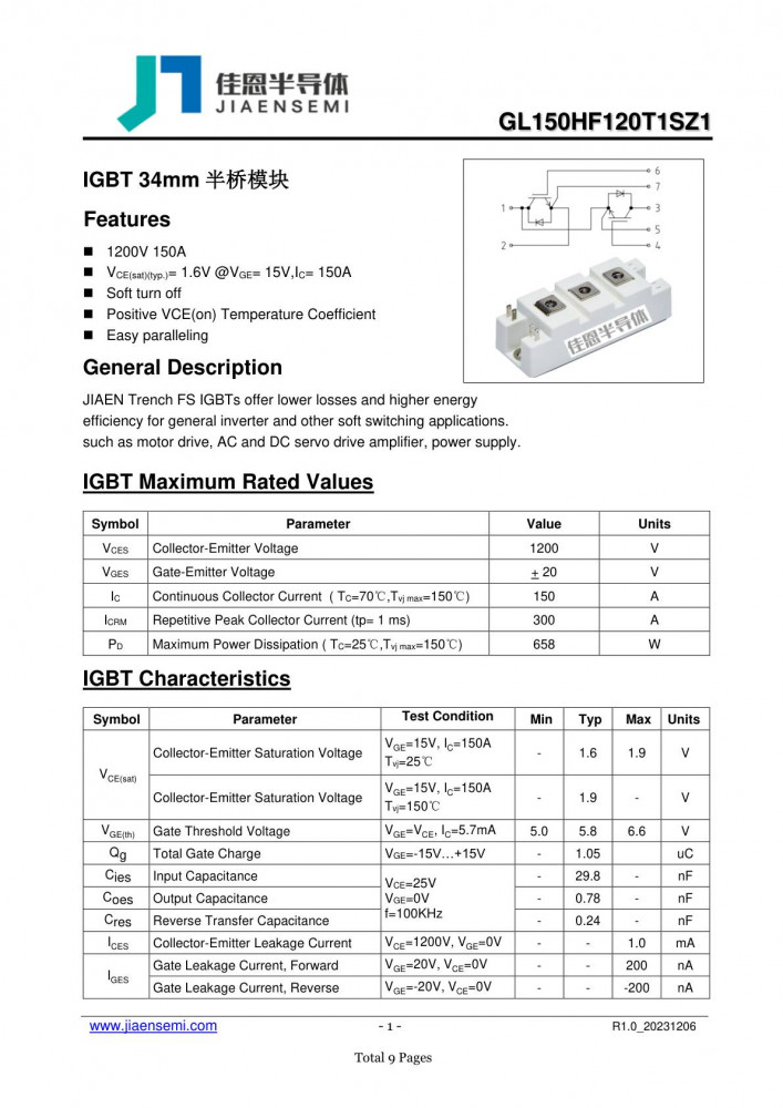 GL150HF120T1SZ1 datasheet page 1