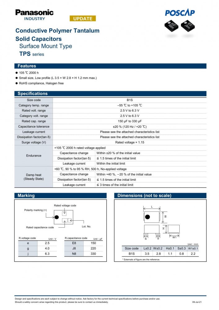 PANASONIC TPS series document page 1