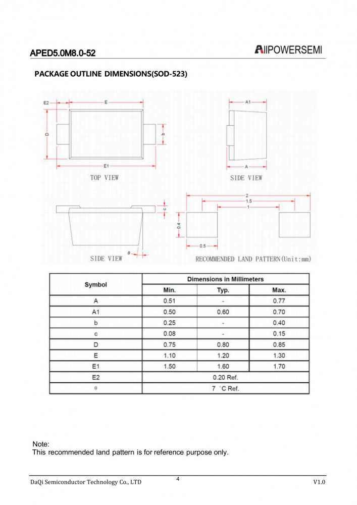 APED5.0M8.0-52 datasheet page 4
