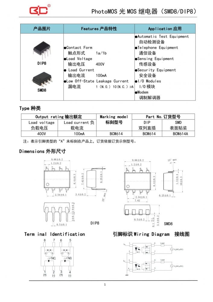 BCW614A datasheet page 1