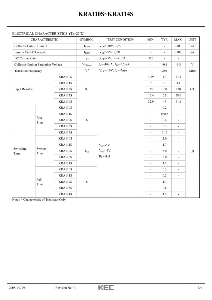 KRA114S datasheet page 2