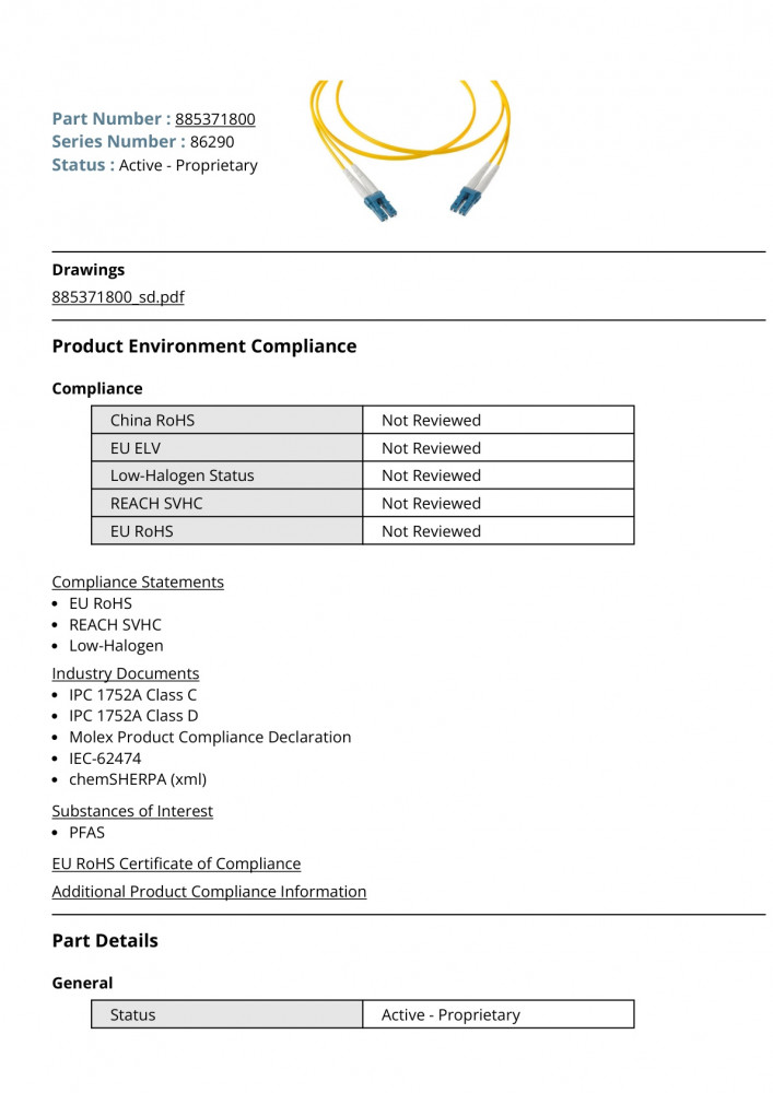 MOLEX 885371800 drawing page 1