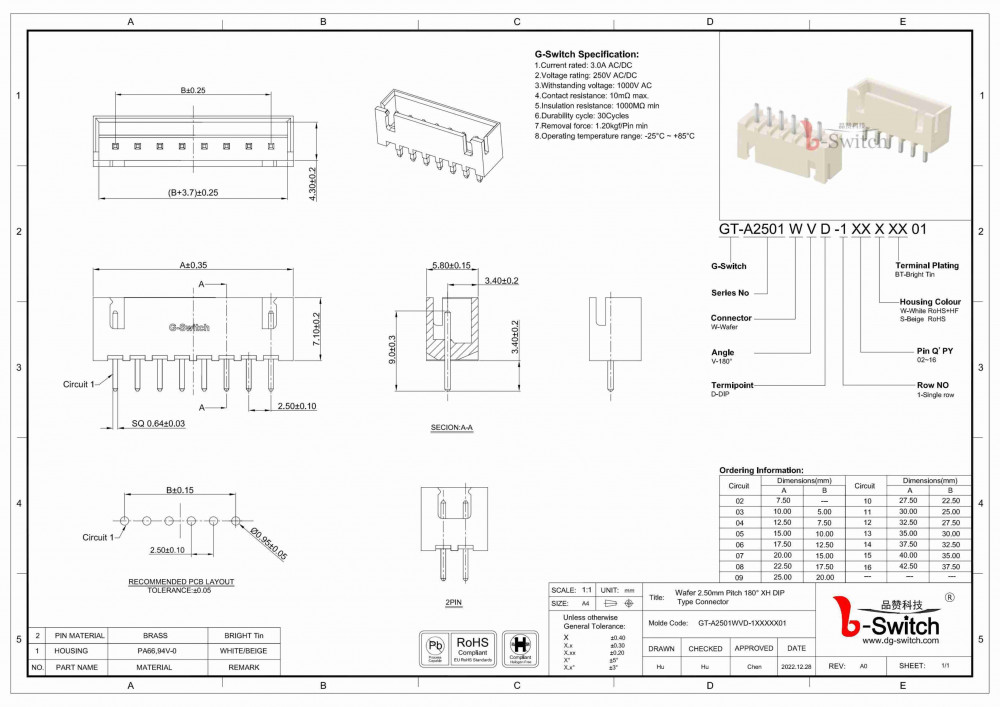 GT-A2501WVD-108SBT01 technical document page