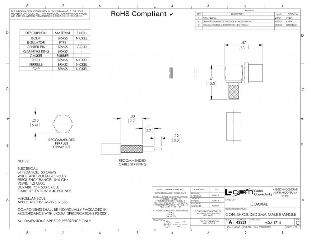 L-com ASM-1714 engineering drawing preview