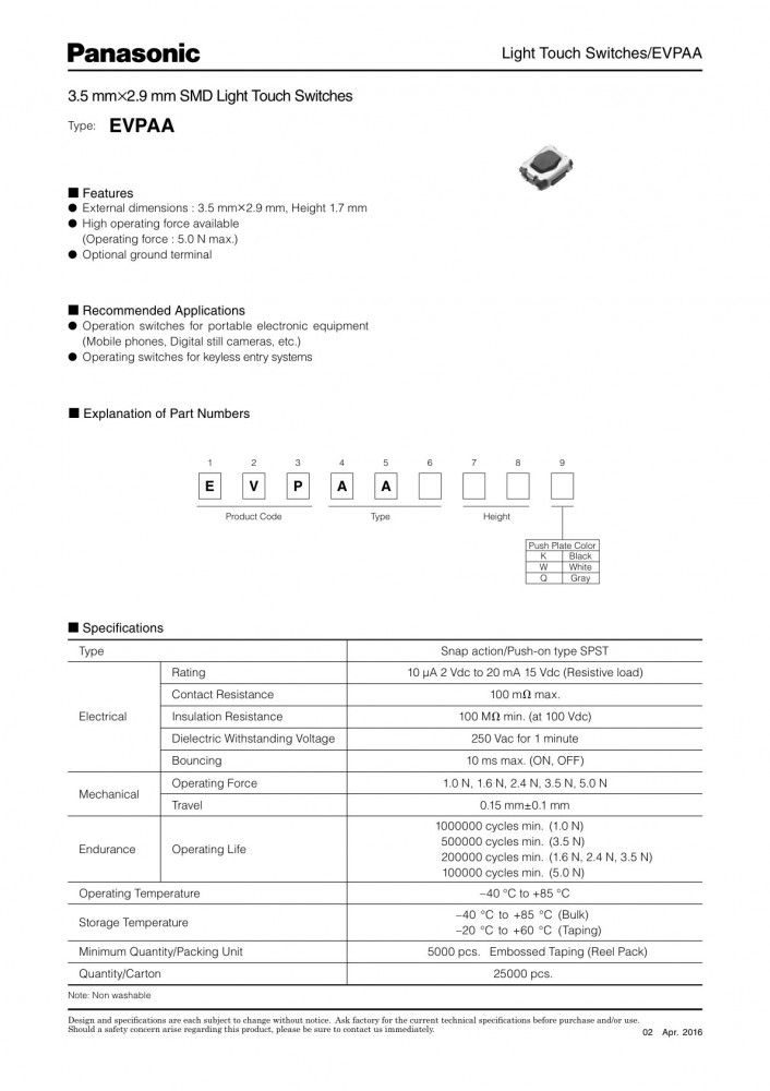 EVPAA series product features and specifications