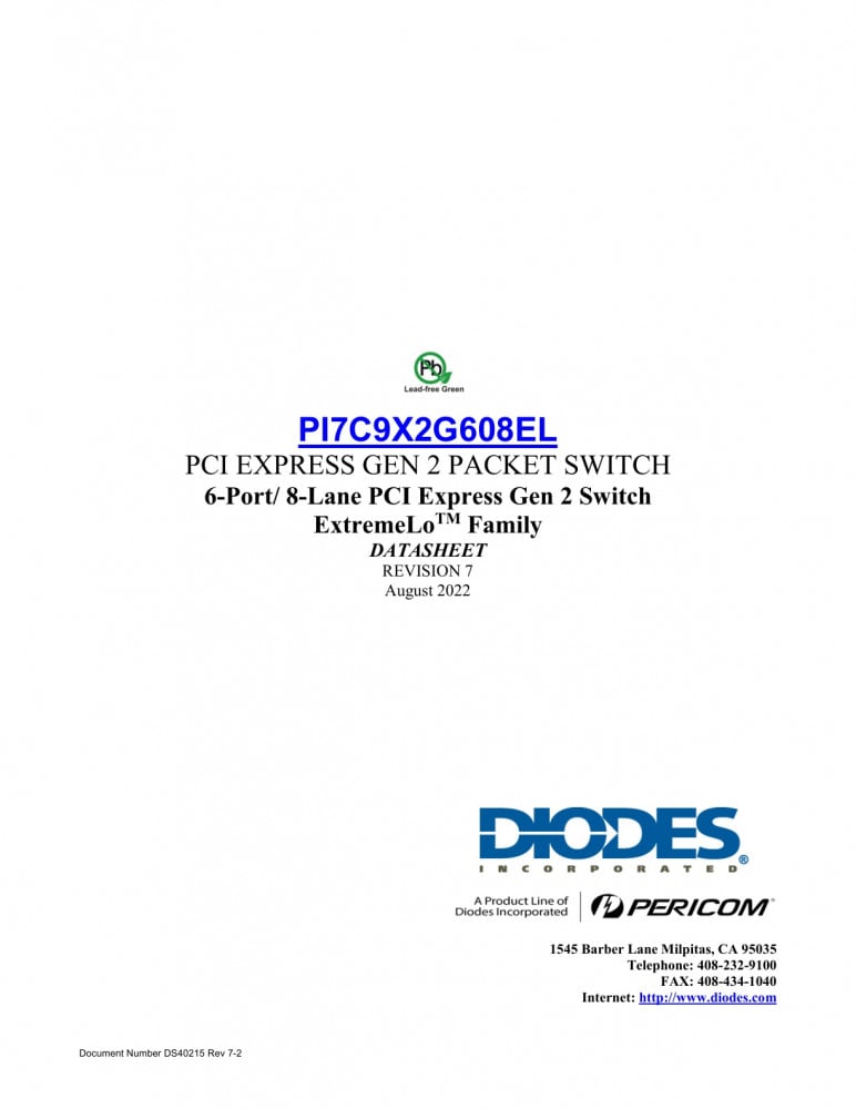 PI7C9X2G608ELBZXAE datasheet page 1