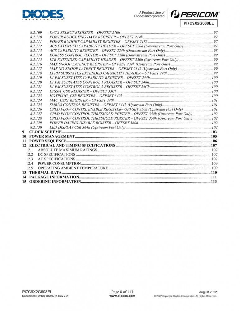 PI7C9X2G608ELBZXAE datasheet page 8