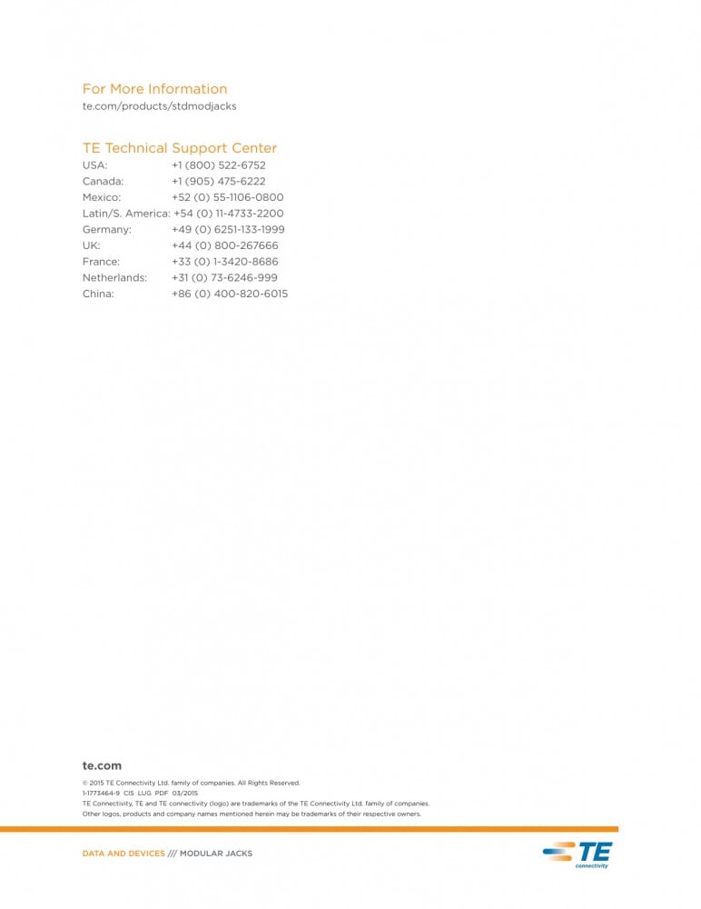 TE Connectivity modular jacks guide page 7