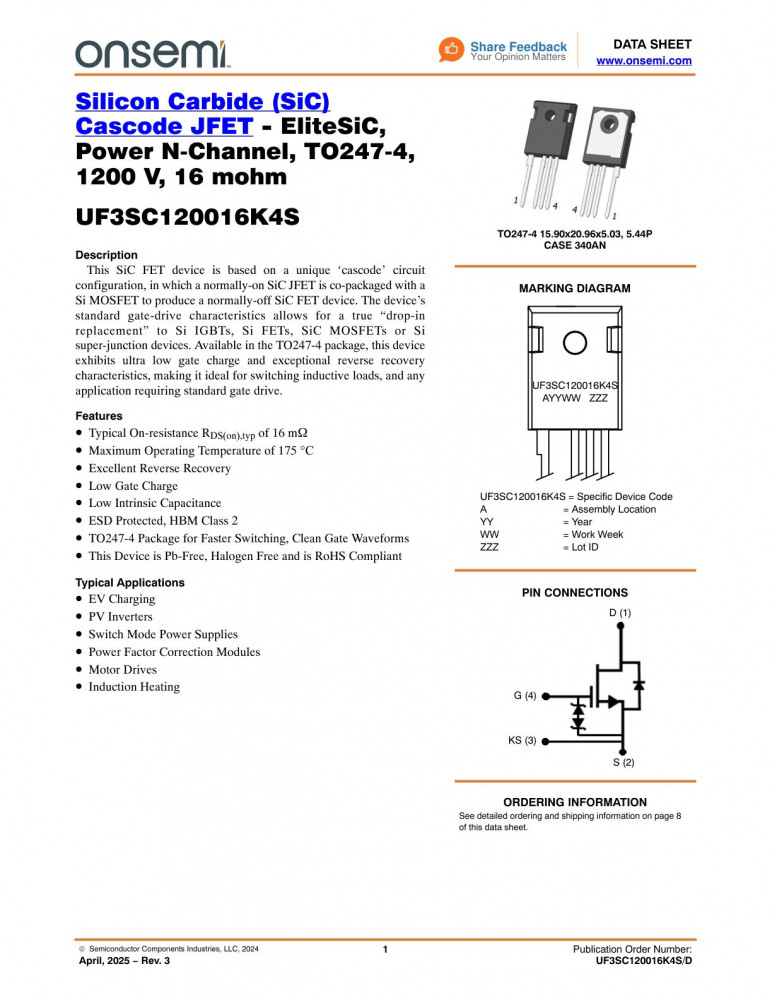 UF3SC120016K4S datasheet page 1