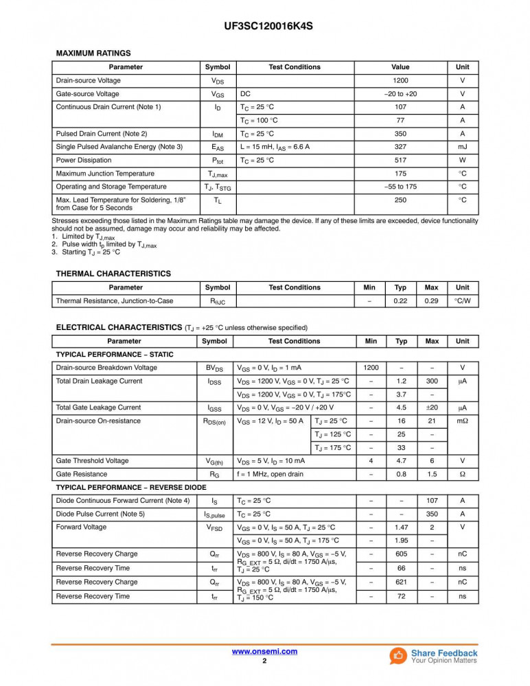 UF3SC120016K4S datasheet page 2