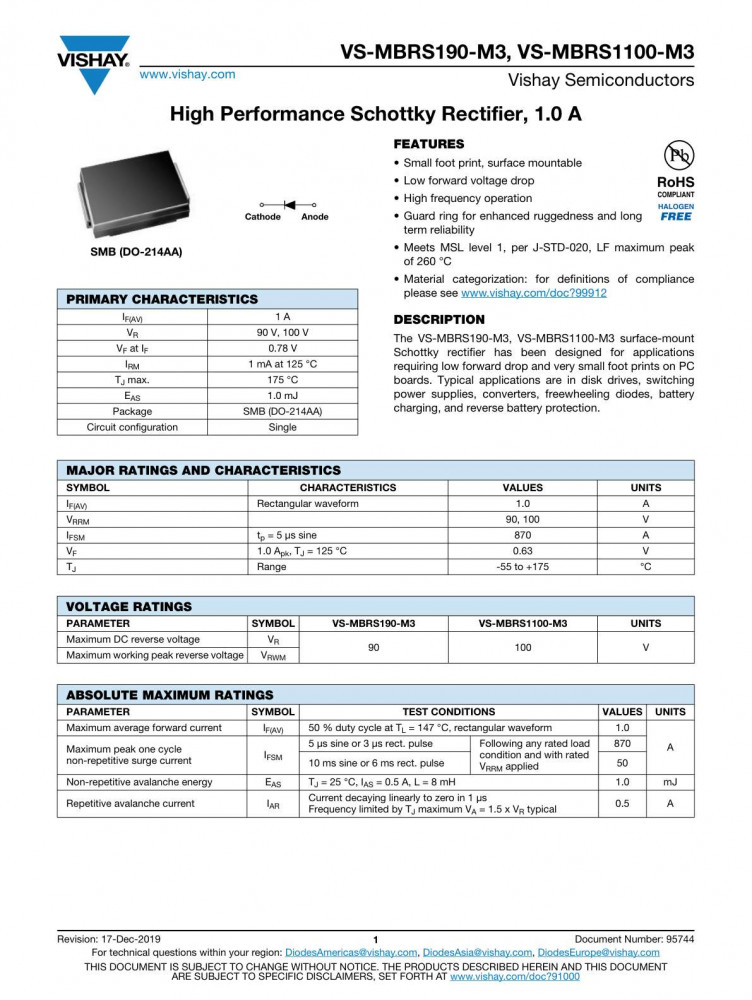 VS-MBRS1 datasheet page 1