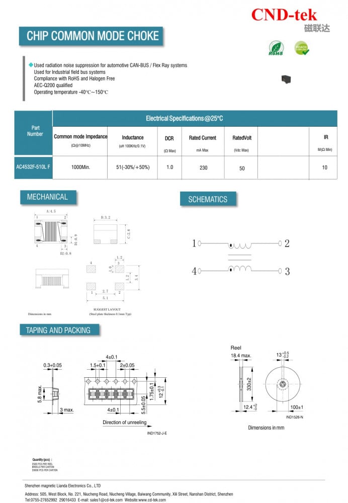 CND-tek AC4532F-510L F technical document page