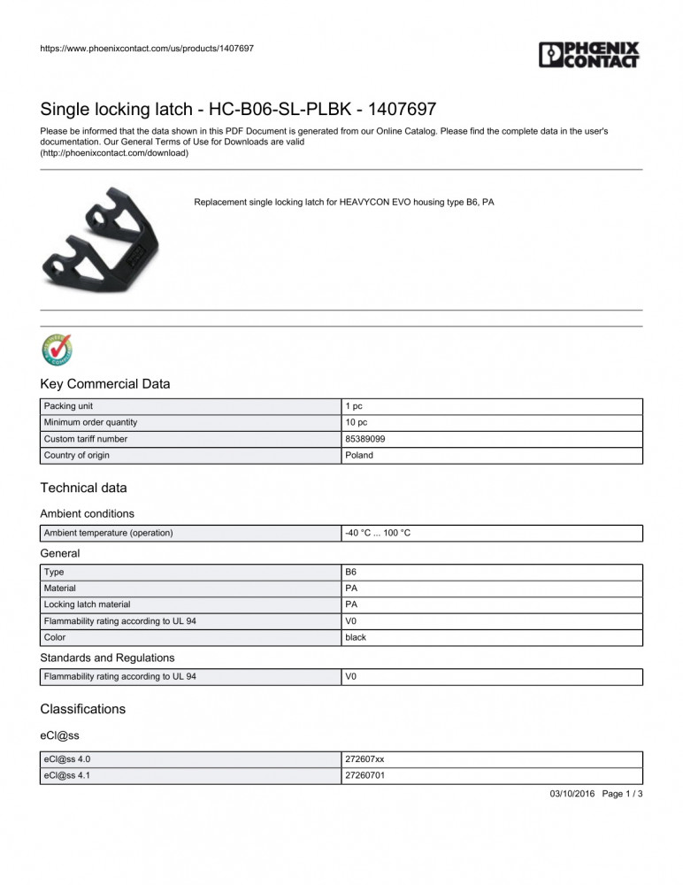 Phoenix Contact 1407697 product document image 1