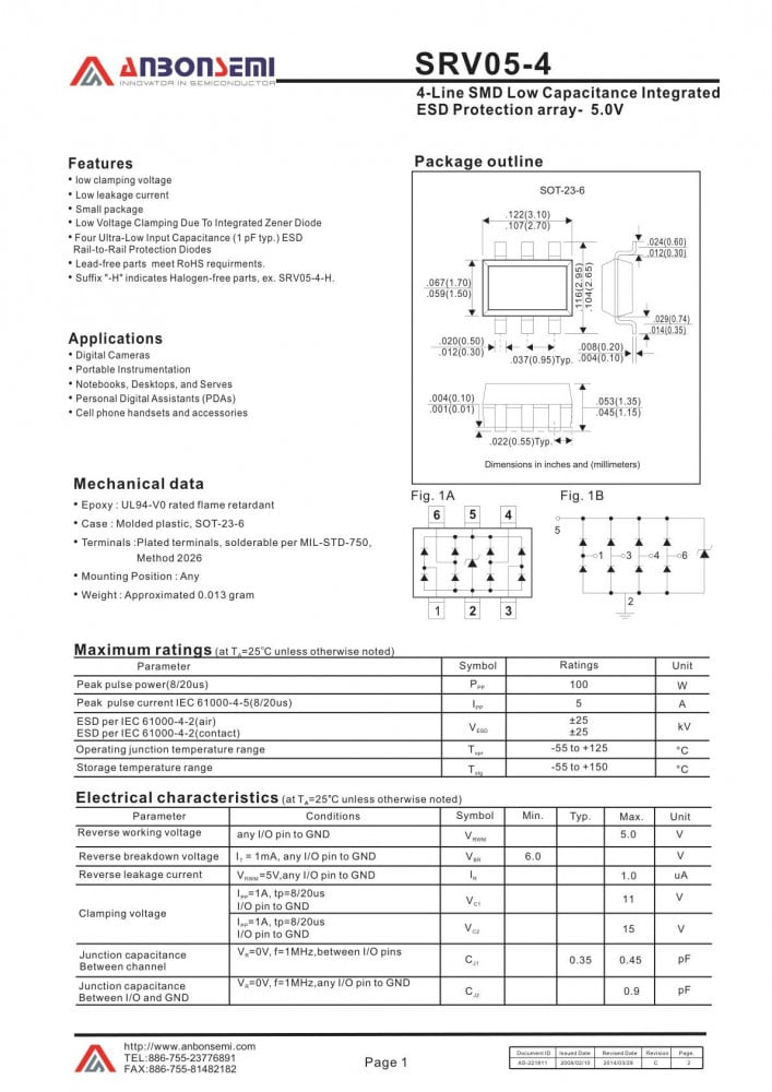 SRV05-4 datasheet page 1