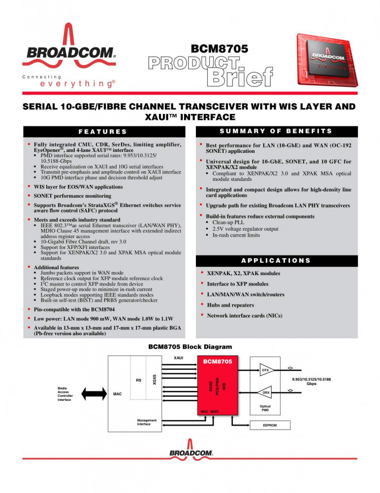 BCM8705 technical document page 1