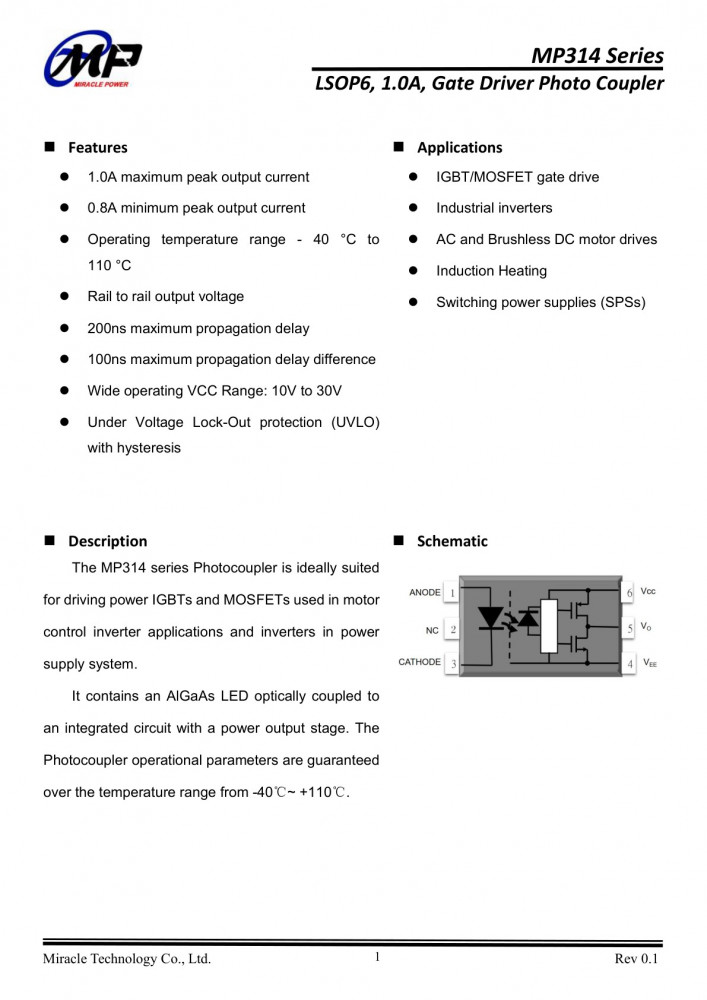 MP314 technical document page 1