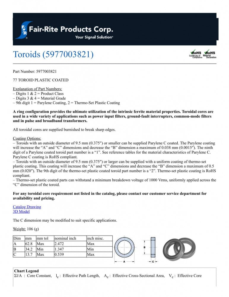 Fair-Rite 5977003821 catalog page