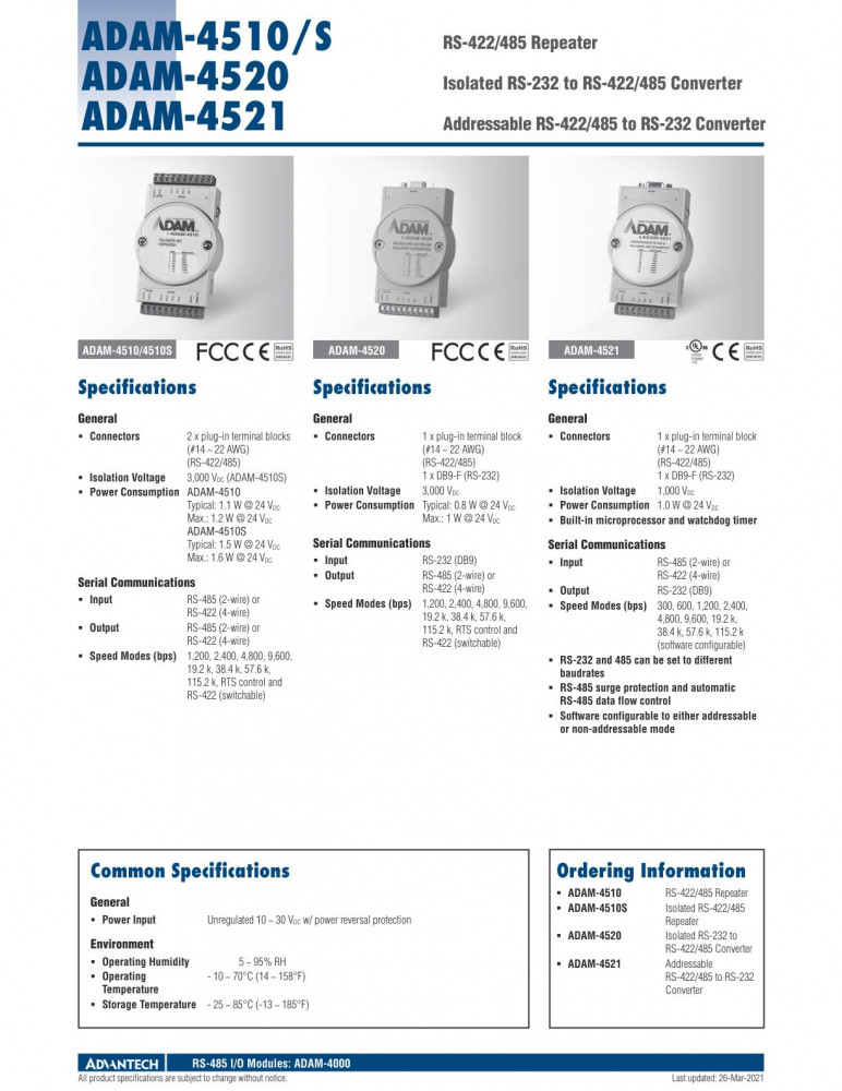ADAM-4510 and ADAM-4510S product documentation page