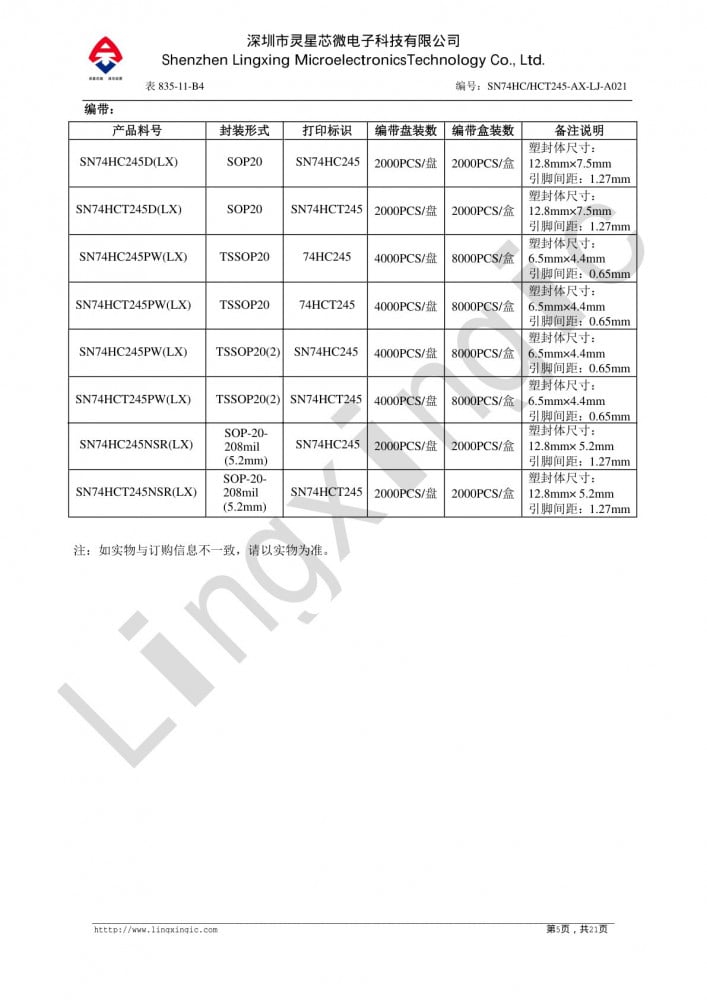 SN74HC245PW(LX) datasheet page 5