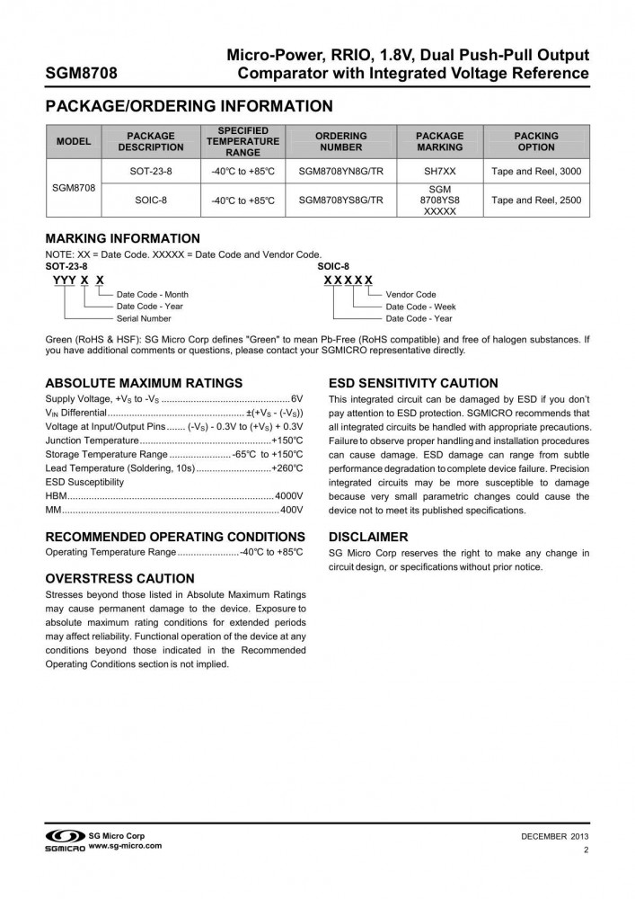 SGM8708 datasheet page 2
