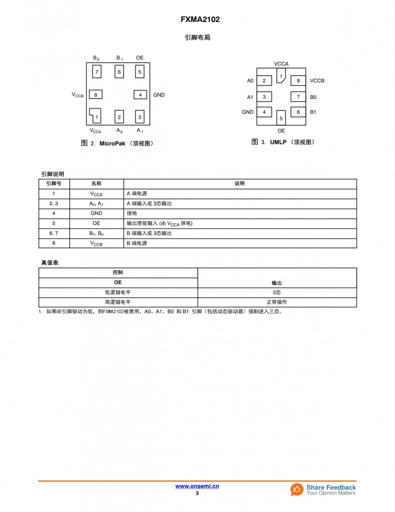FXMA2102 datasheet preview, page 3