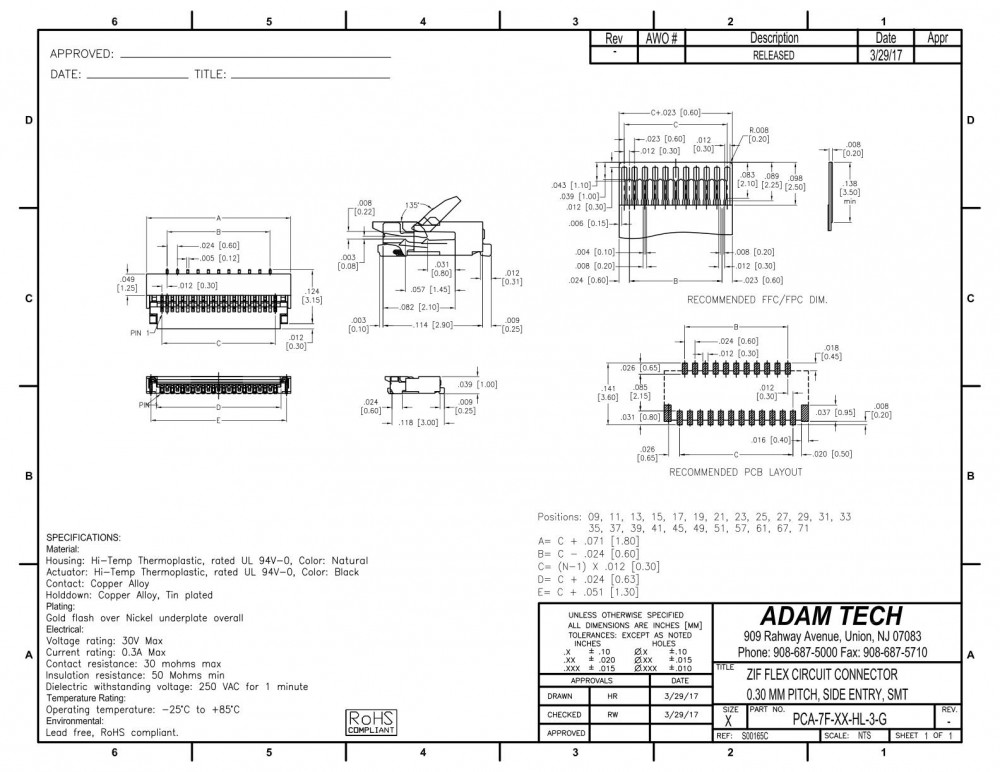 ADAM TECH PCA-7F-13-HL-3-G technical document page