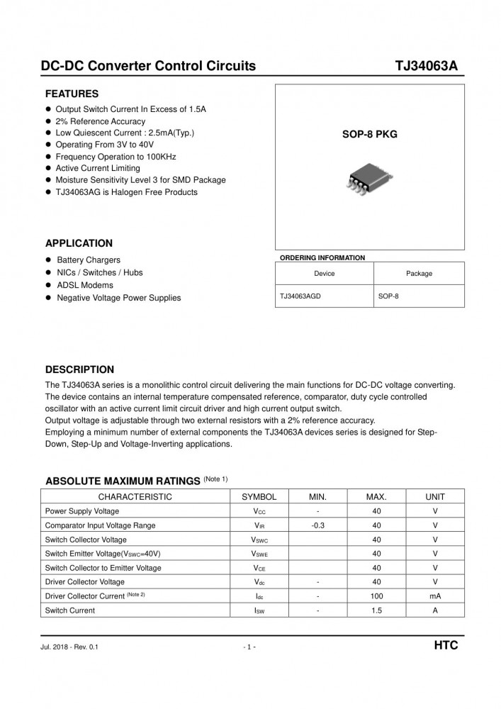 TJ34063AGD datasheet page 1