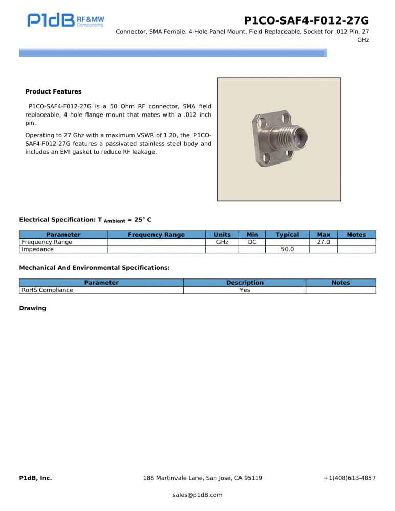 P1CO-SAF4-F012-27G technical document image, page 1