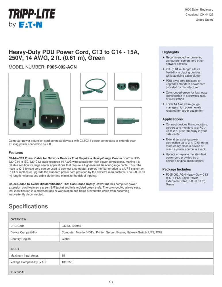 P005-002-AGN technical document page 1