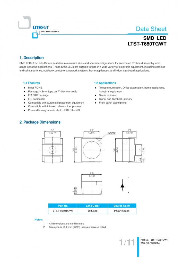 LTST-T680TGWT datasheet page 2