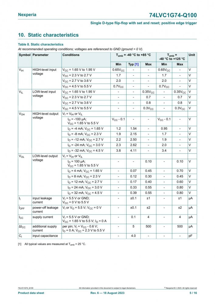 Nexperia 74LVC1G74-Q100 datasheet page 5