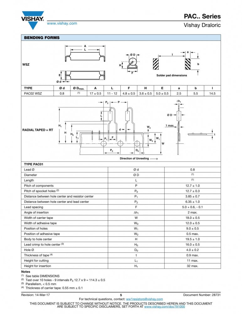 Vishay PAC series datasheet page 5