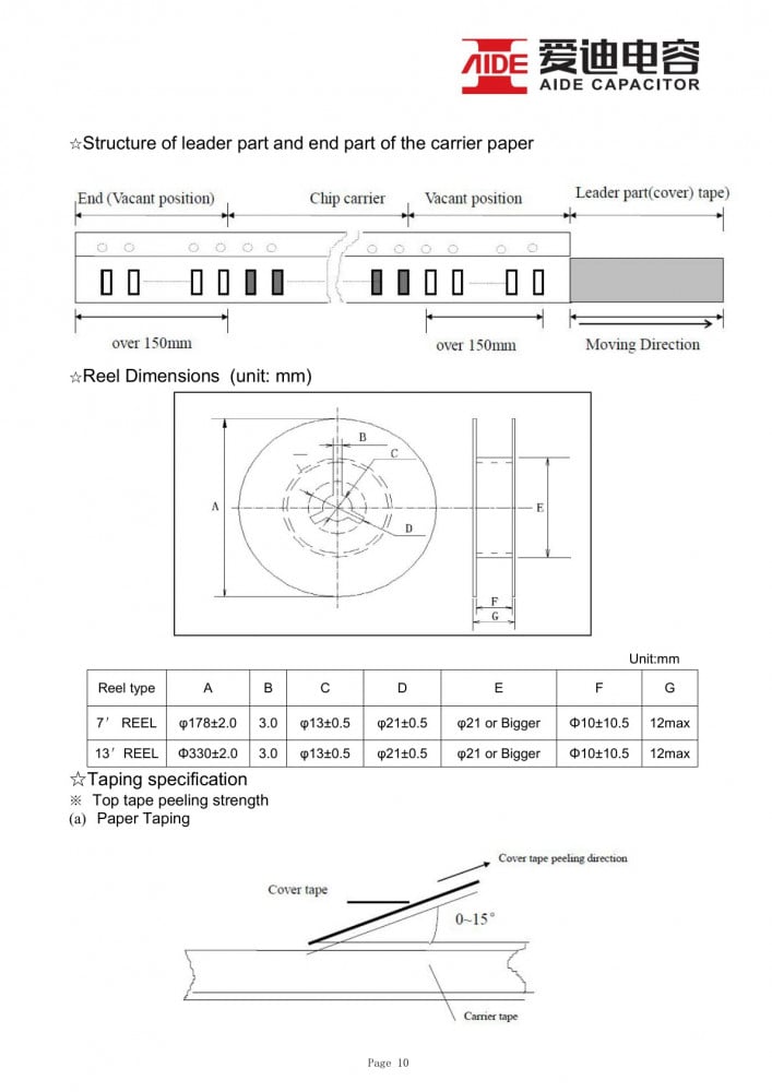 AIDE CAPACITOR specification page 10