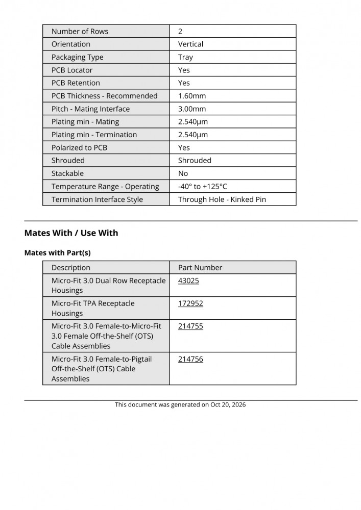 Product document image 3 for MOLEX 430450911