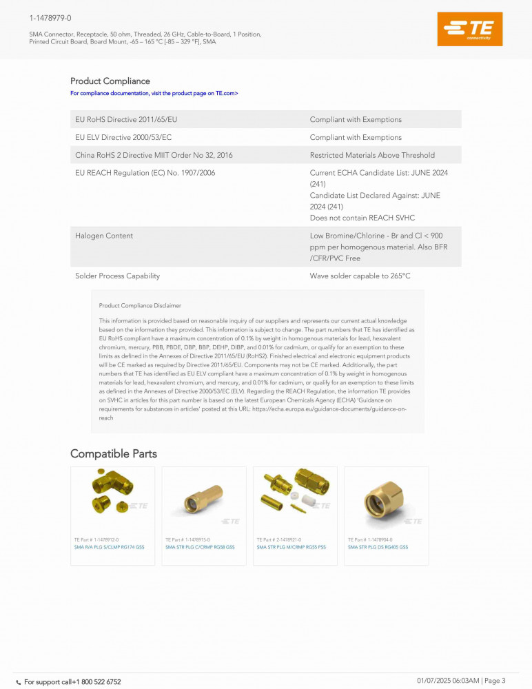 TE Connectivity 1-1478979-0 technical document page 3