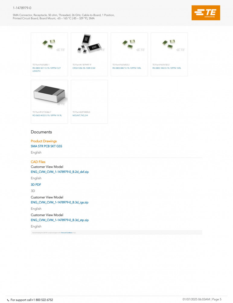 TE Connectivity 1-1478979-0 technical document page 5