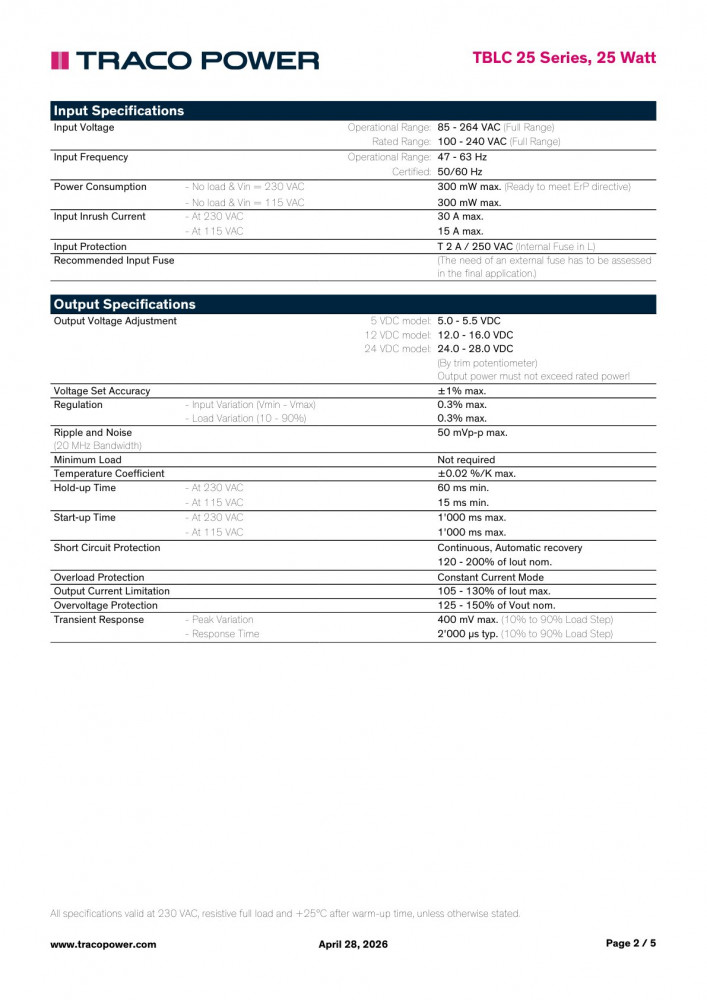 TBLC 25 series technical document page 2