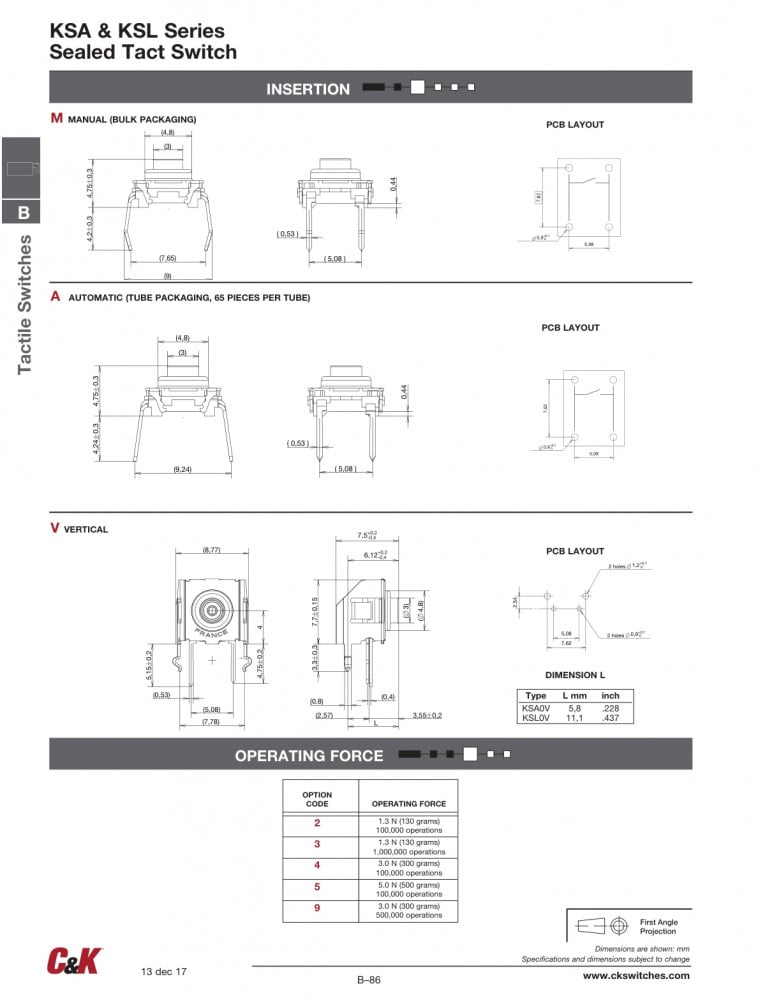 C&K KSL0V411LFTR datasheet page 3