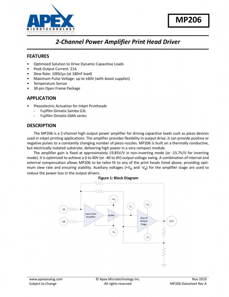 MP206KP datasheet page 1