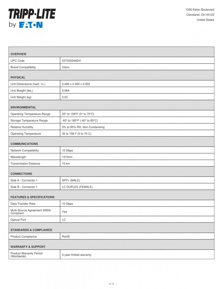 N286-10G-LR-S technical document page 2
