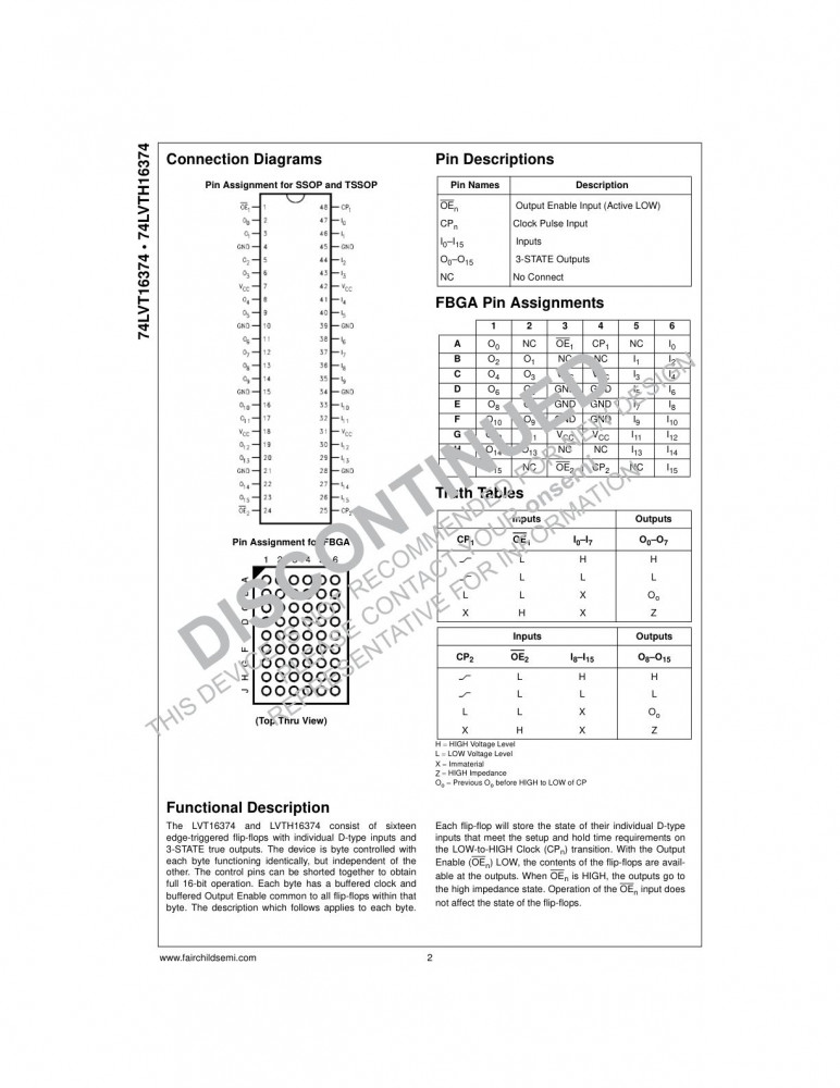 74LVT16374 datasheet page 2