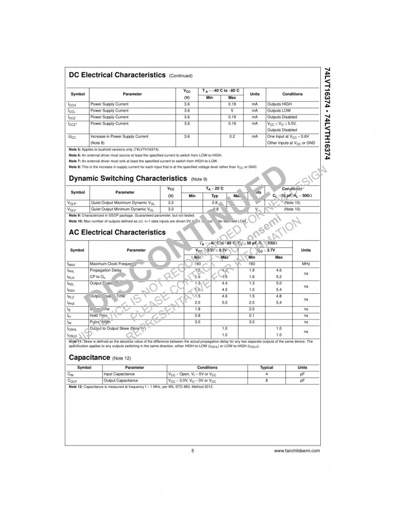 74LVT16374 datasheet page 5