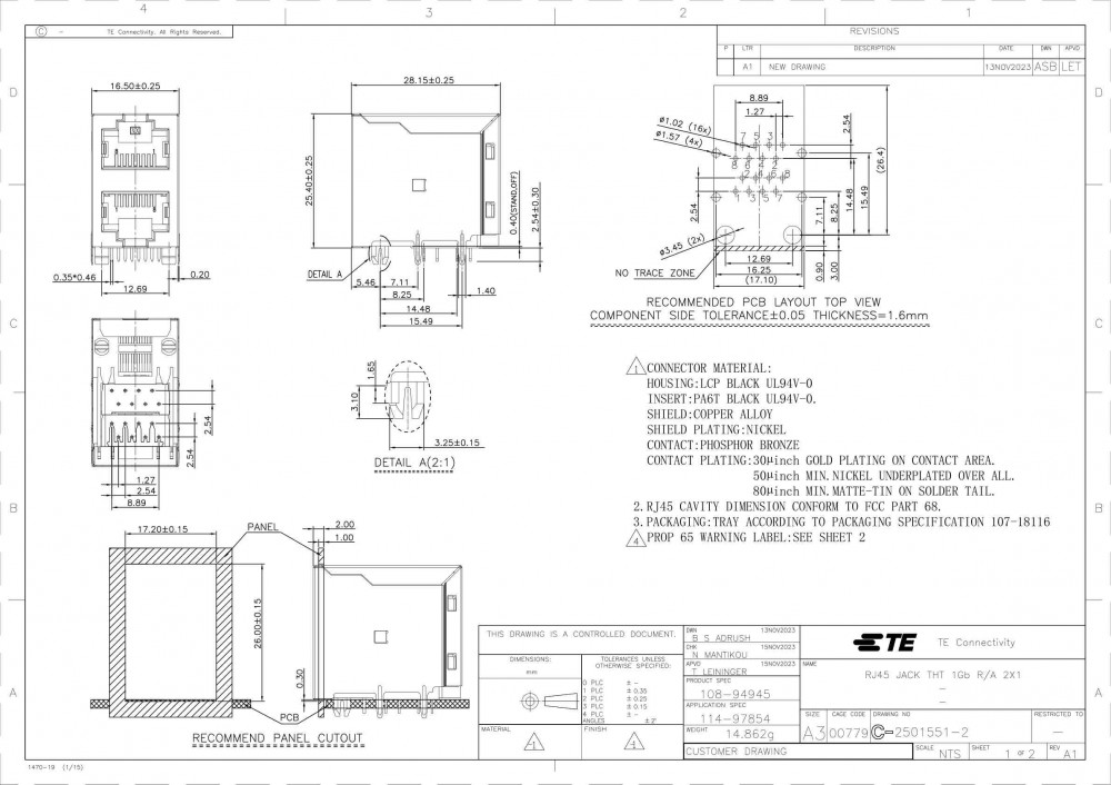 TE Connectivity 2501551-2 customer drawing page 1