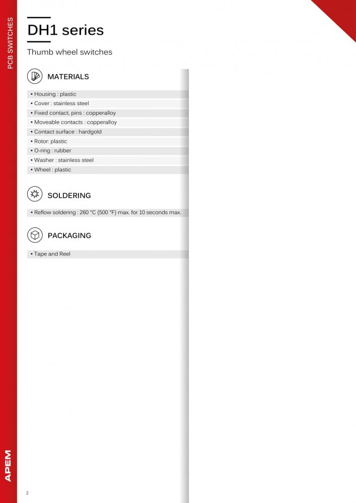 APEM DH1 series datasheet page 2