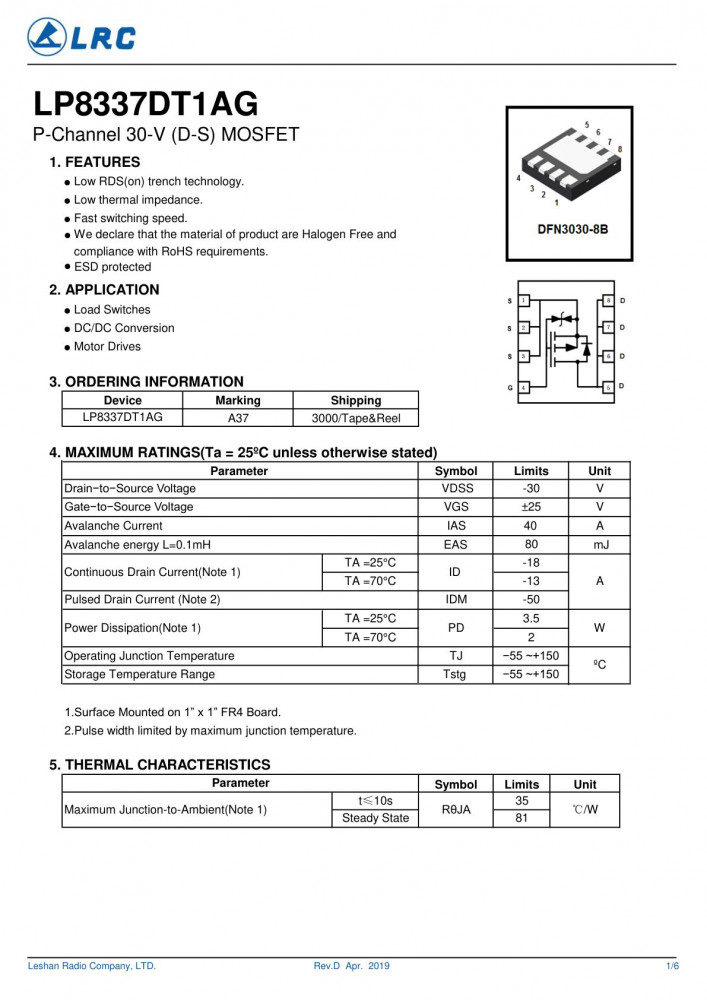LP8337DT1AG datasheet page 1