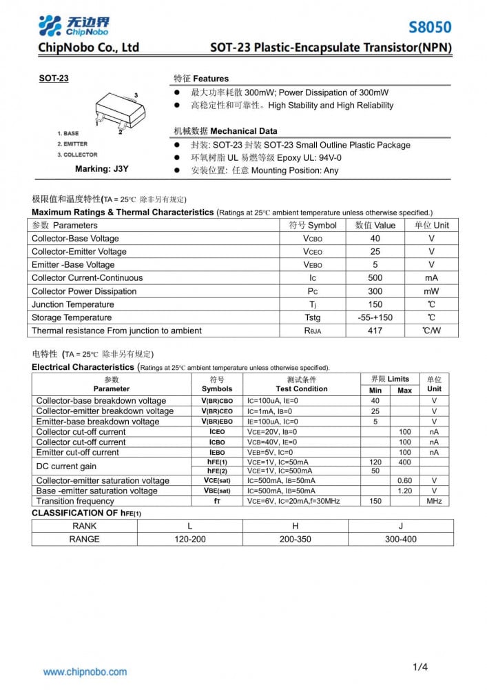 ChipNobo S8050 datasheet page 1